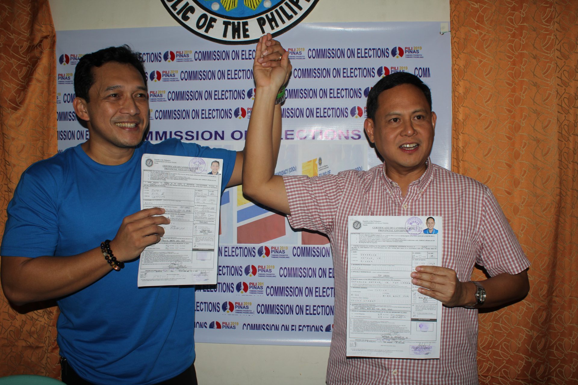 PDP’s Toto Defensor, Beng Tupas file COCs