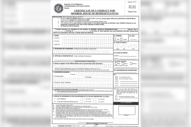 Use new COC form – Comelec