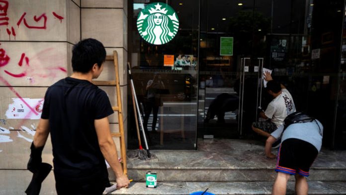 Starbucks becomes target of Hong Kong protesters
