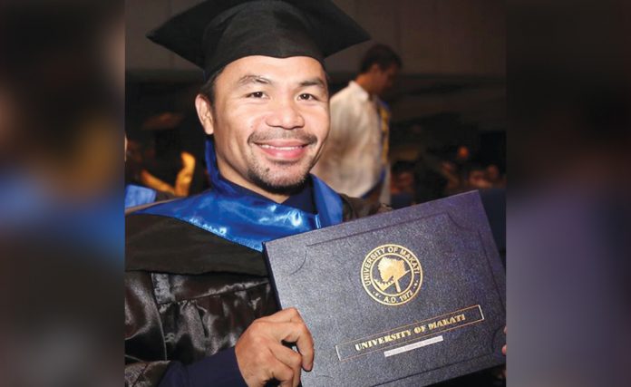 Senator Manny Pacquiao graduates from college
