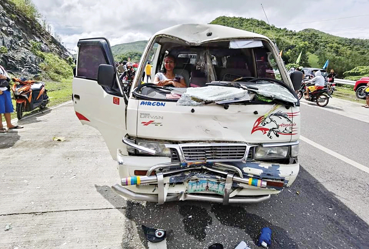 Van-motorcycle crash hurts three