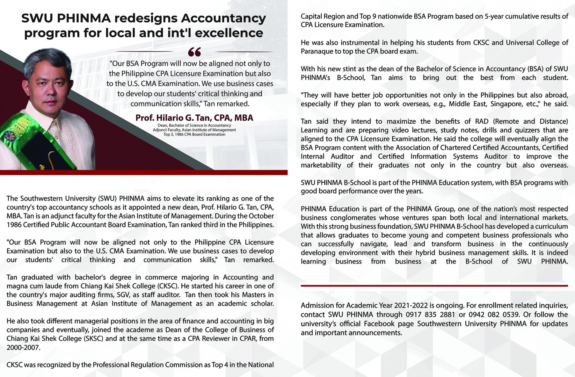 SWU PHINMA redesigns Accountancy program for local and int'l excellence