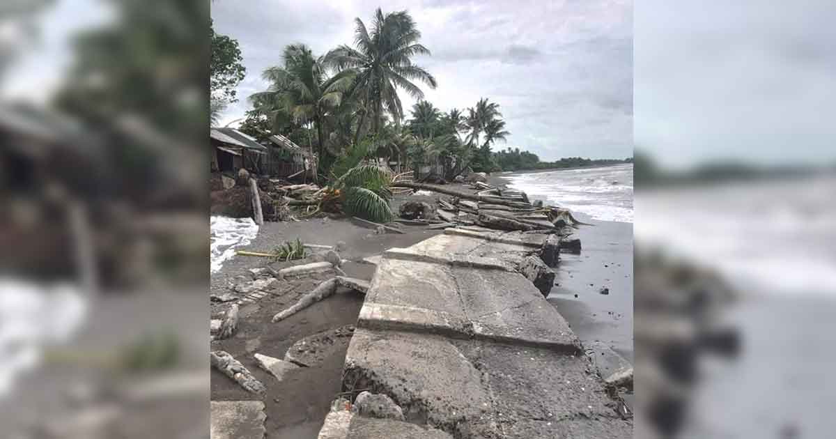 Strong waves topple seawall in Sebaste