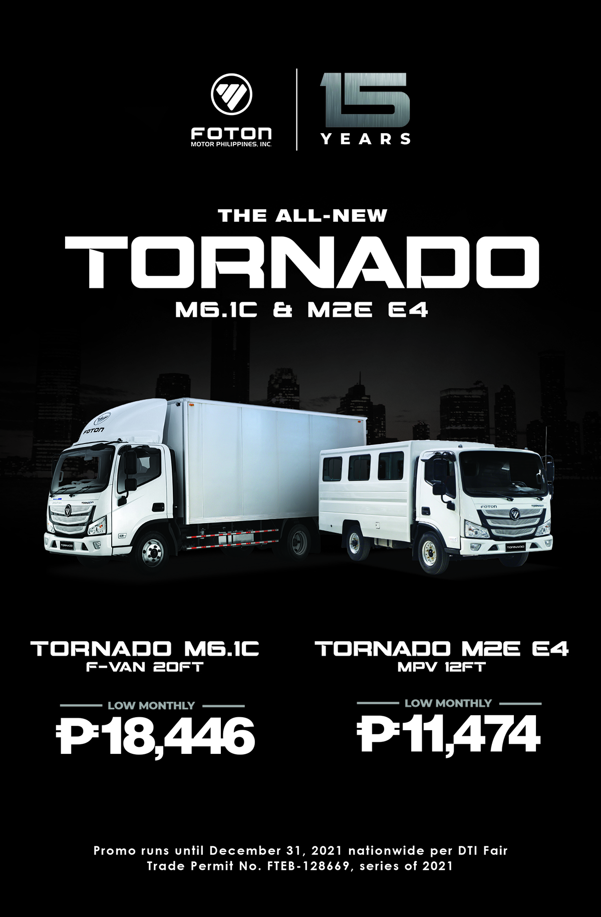Foton PH launches new Tornado light-duty trucks as it marks 15 years in the Philippines