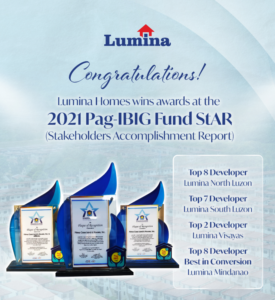 Lumina Homes once again recognized among Pag-IBIG Fund’s Top Developers ...