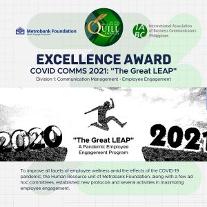 METROBANK FOUNDATION SUSTAINS WINNING STREAK IN THE PHILIPPINE QUILL ...