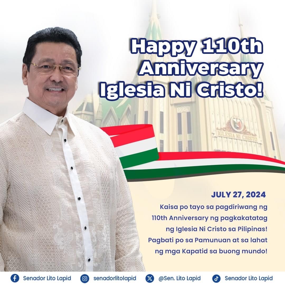 Sen. Lito Lapid greets 110th INC Anniversary