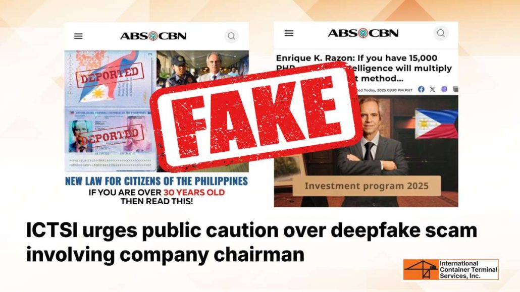 ICTSI urges public caution over deepfake scam involving company chairman