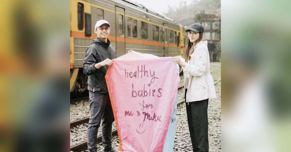 Alex Gonzaga, Mikee Morada release sky lantern in Taiwan with ‘healthy babies’ wish