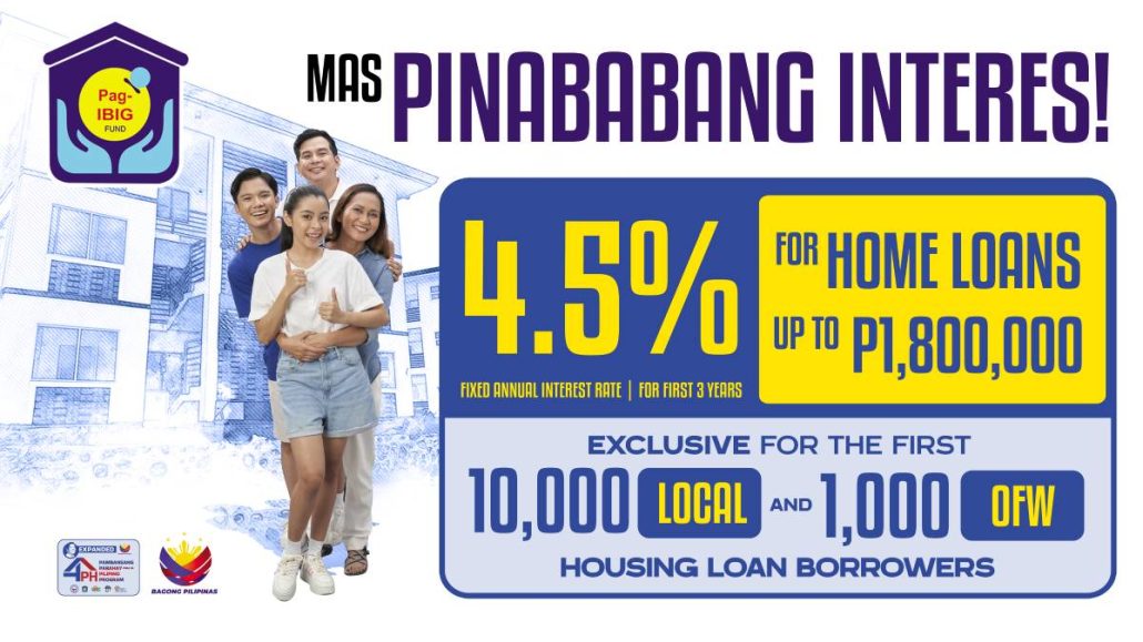 Pag-IBIG Fund to Offer Special 4.5% Rate for Home Loans Up to P1.8 Million