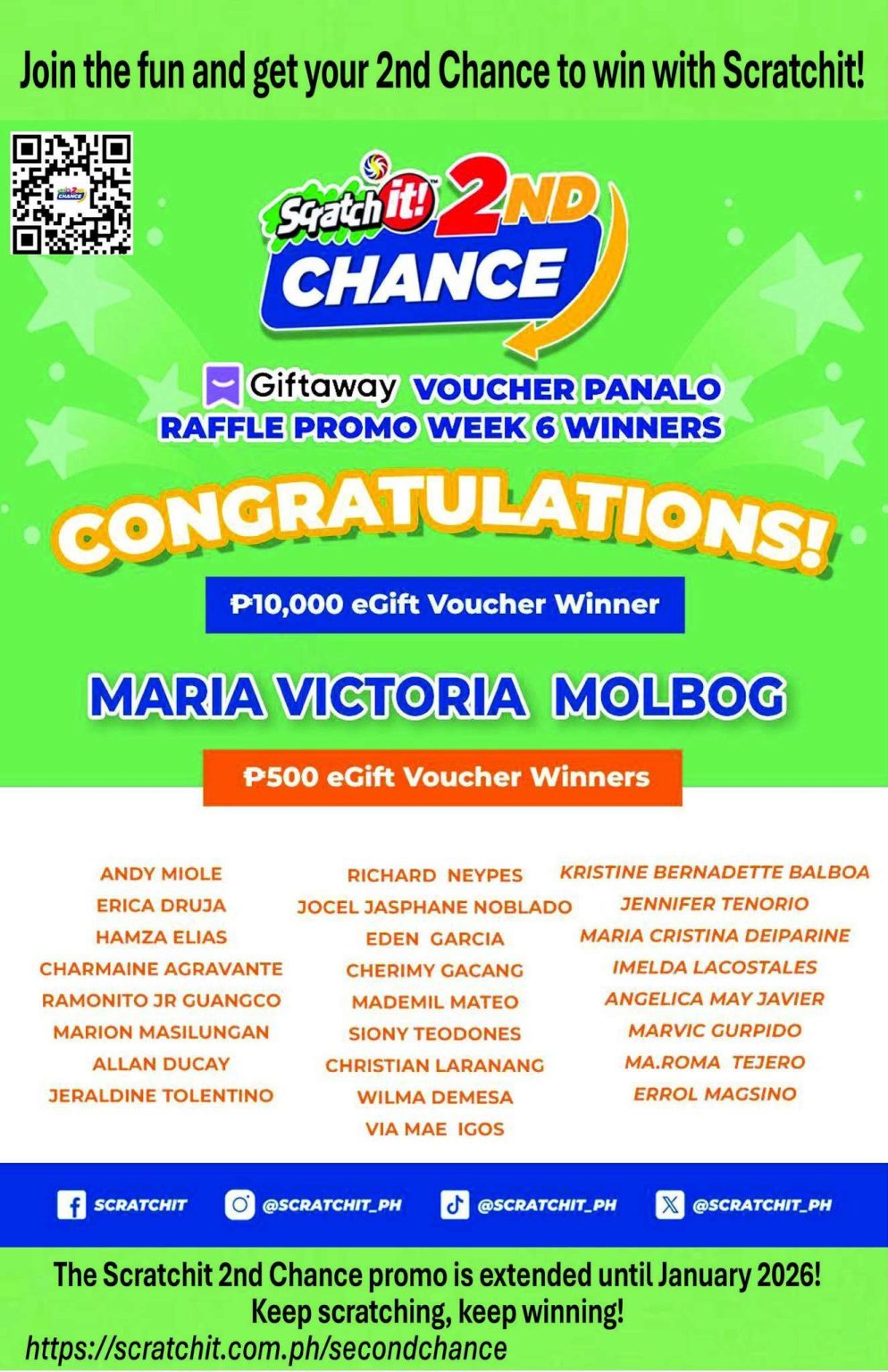 Join the fun and get your 2nd Chance to win with Scratchit!