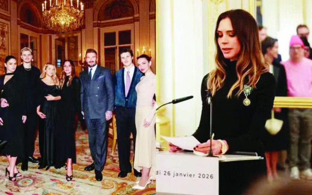 Victoria Beckham honored in Paris amid family rift